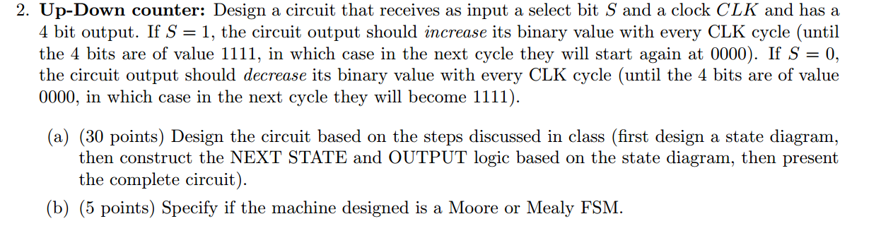 Solved Up-Down counter: Design a circuit that receives as | Chegg.com