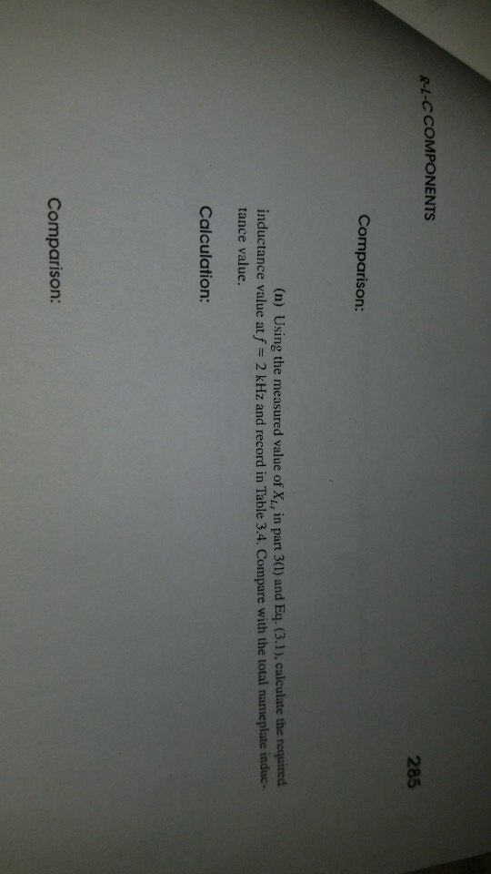 Solved Part 3 Inductive Reactance the network of Pig. 3.4. | Chegg.com