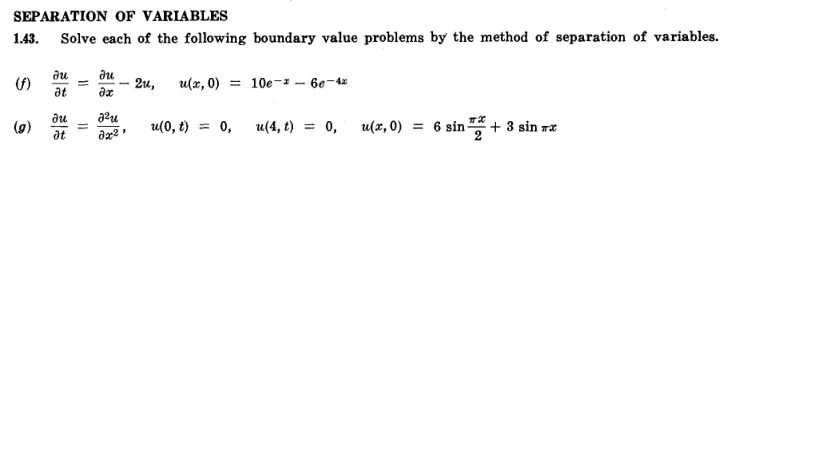 Solved SEPARATION OF VARIABLES 1.43. Solve each of the | Chegg.com