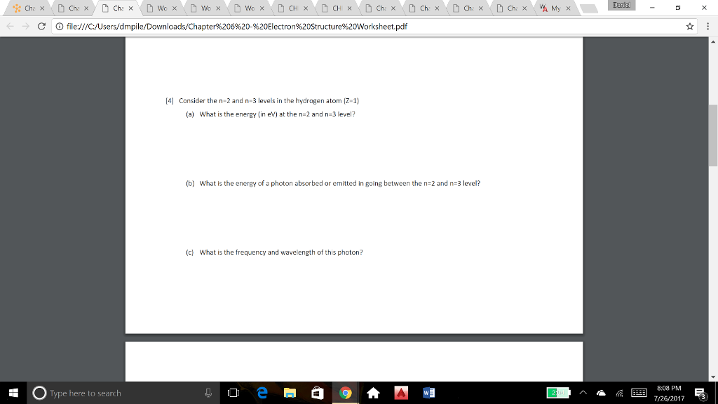 Solved Consider the n 2 and n 3 levels in the hydrogen atom | Chegg.com