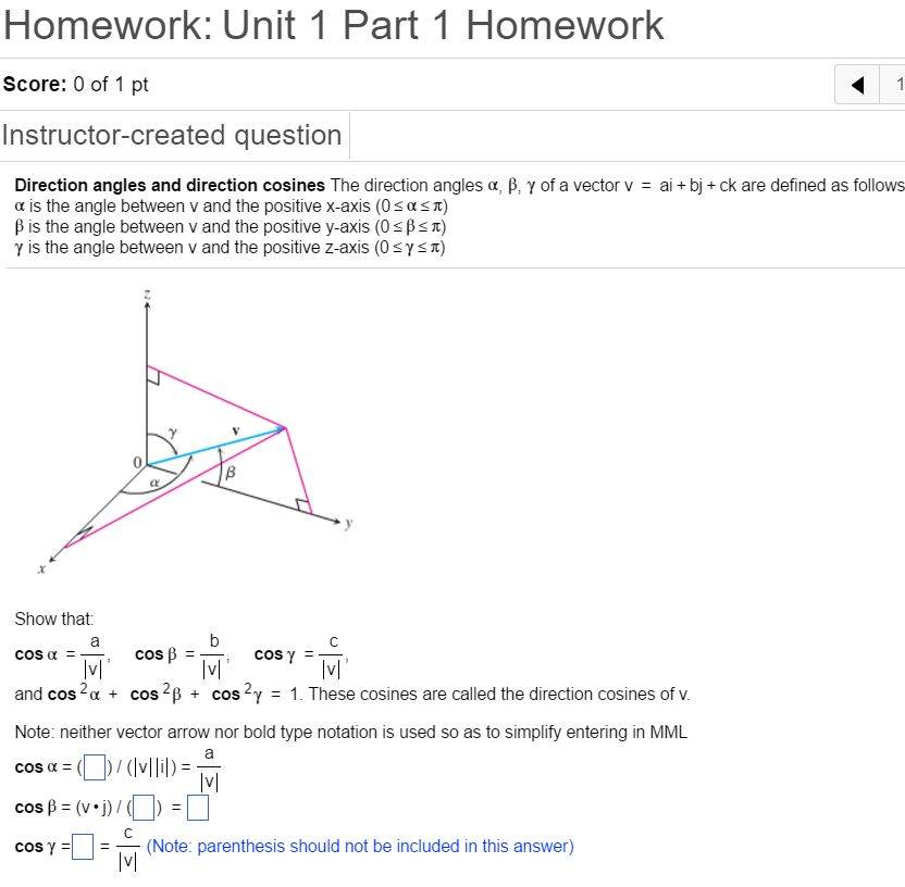Solved Direction angles and direction cosines The direction | Chegg.com
