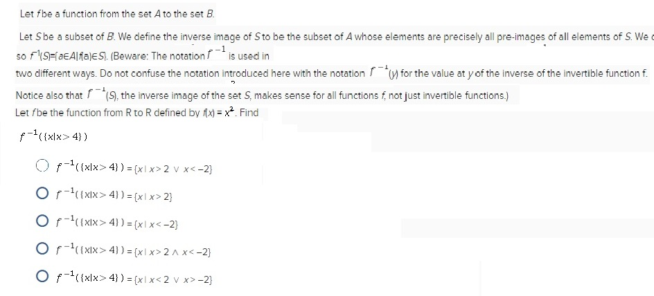 Solved Let F Be A Function From The Sot A To The Set B Let