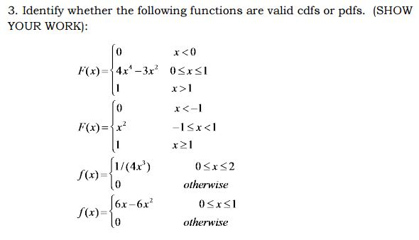 Solved 3. Identify whether the following functions are valid | Chegg.com