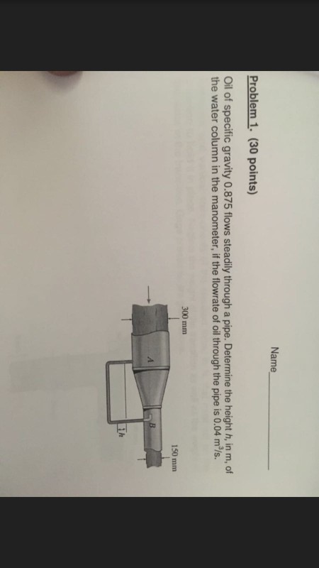 Solved Name Problem 1. (30 points) Oil of specific gravity | Chegg.com