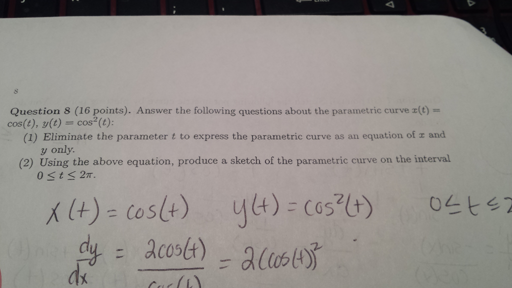 Solved Answer the following questions about the parametric | Chegg.com