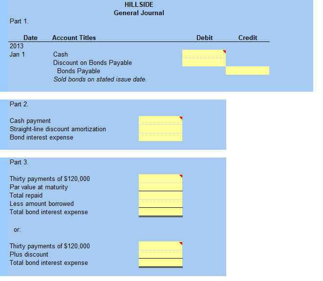 Solved HILL SIDE Bonds issued, face value 4,000,000 Annual | Chegg.com