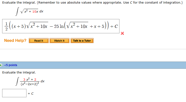 Solved Evaluate The Integral Remember To Use Absolute