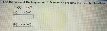 Solved Use the value of the trigonometric function to | Chegg.com