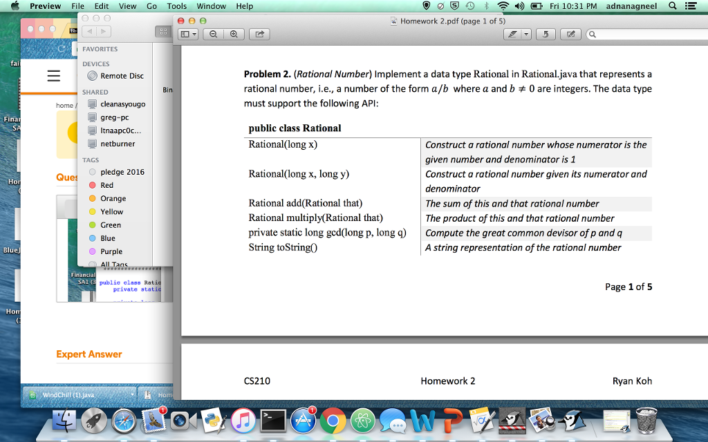 Solved Implement a data type Rational in Rational.java that | Chegg.com