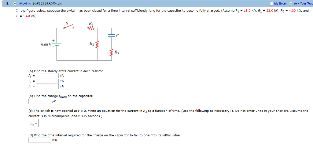 Solved In The Figure Below Suppose The Switch Has Been