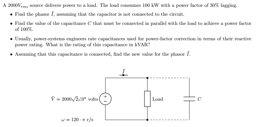 Solved A 2000Vrms source delivers power to a load. The load | Chegg.com
