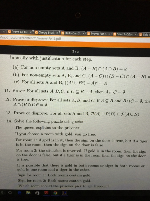 Solved For non-empty sets A and B, (A - B) intersection (A | Chegg.com