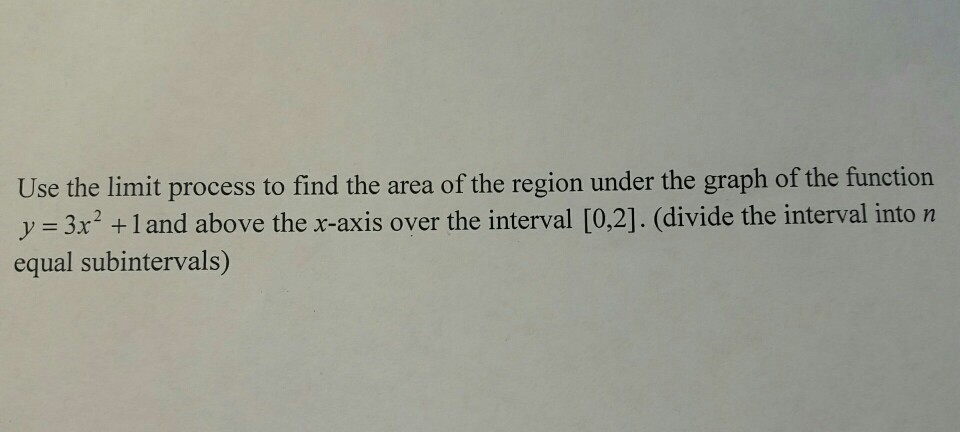 Solved Use the limit process to find the area of the region | Chegg.com