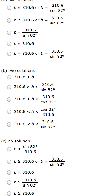 Solved Find values for b such that the triangle has one | Chegg.com