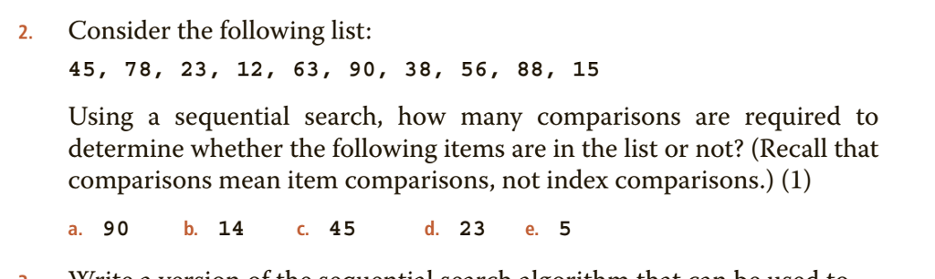 Solved 2. Consider the following list: 45, 78, 23, 12, 63, | Chegg.com