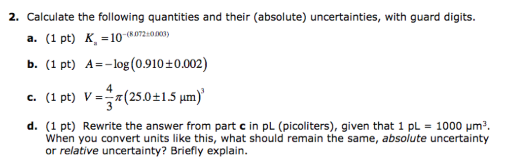 Solved 2. Calculate the following quantities and their | Chegg.com