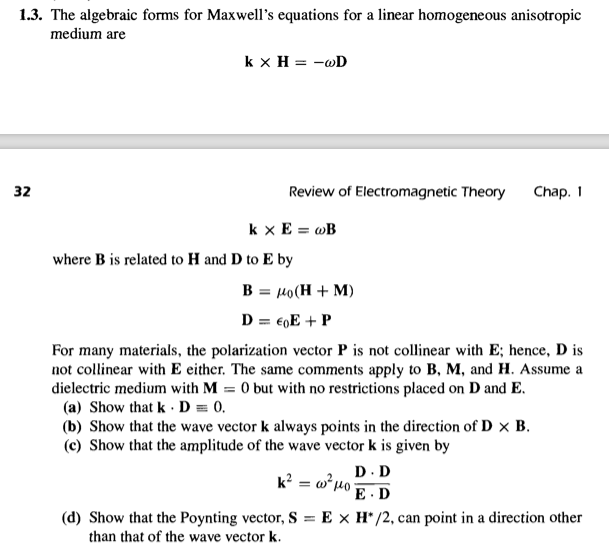 Solved The algebraic forms for Maxwell's equations for a | Chegg.com