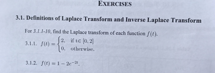 Solved Definitions of Laplace Transform and Inverse Laplace | Chegg.com