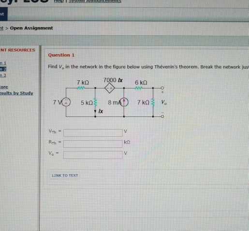 Solved Find Vo in the network in the figure below using | Chegg.com