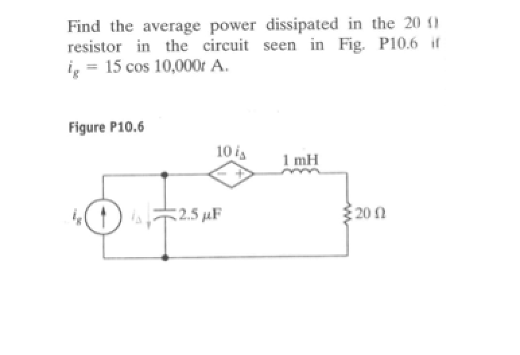 Solved Find the average power dissipated in the 20 Ohm | Chegg.com
