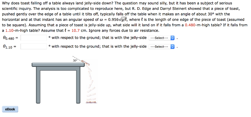 Solved Why does toast falling off a table always land | Chegg.com