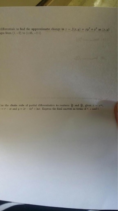 Solved Differentials to find the approximate change in z = | Chegg.com