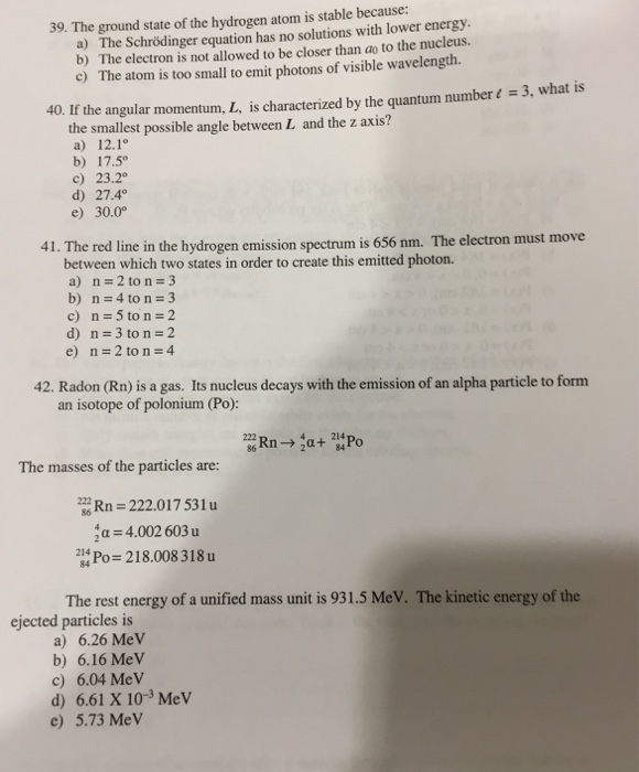 Solved The ground state of the hydrogen atom is stable | Chegg.com