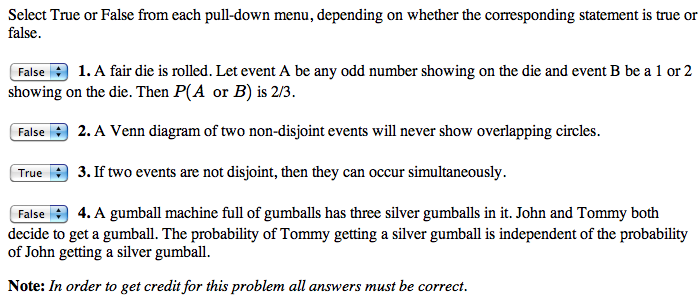 Solved Select True or False from each pull-down menu, | Chegg.com