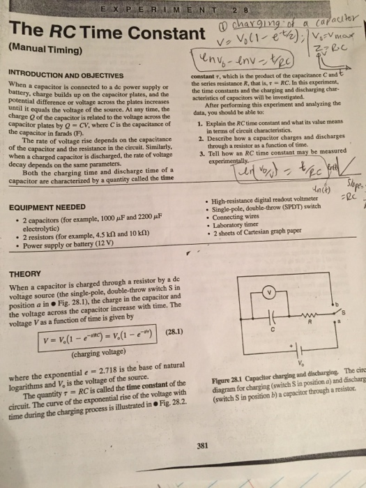 Solved The RC Time Constan (Manual Timing) INTRODUCTION AND | Chegg.com