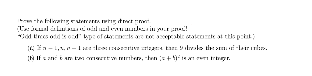 Solved Prove the following statements using direct proof | Chegg.com