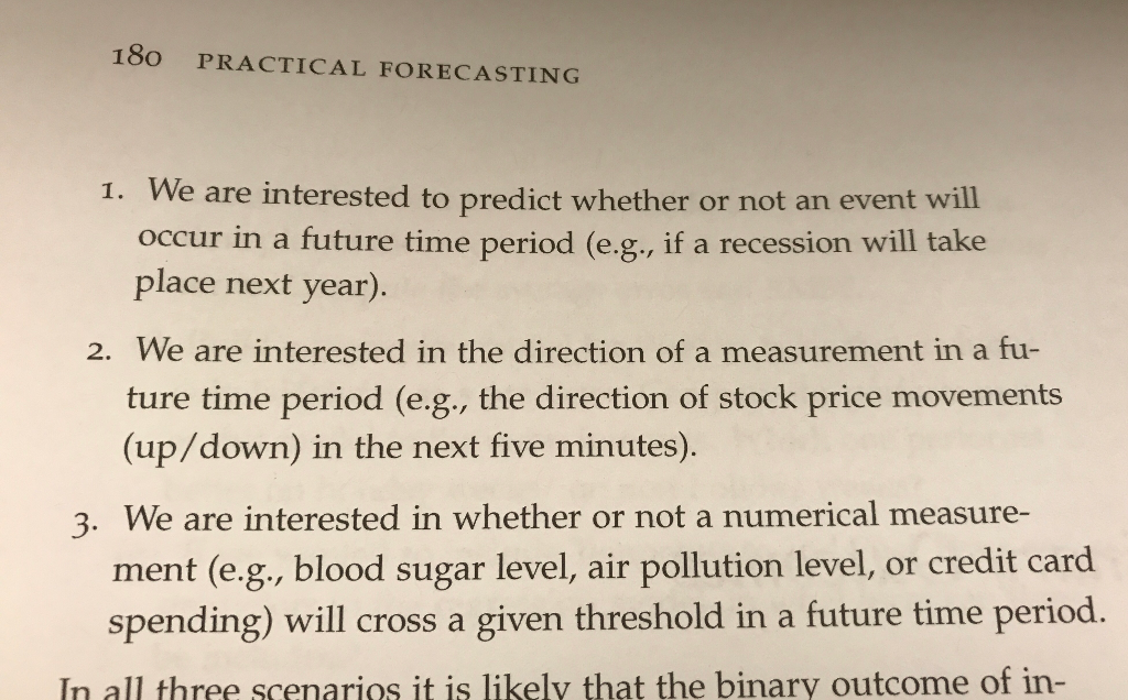 Solved Describe a real-world example of a forecasting | Chegg.com