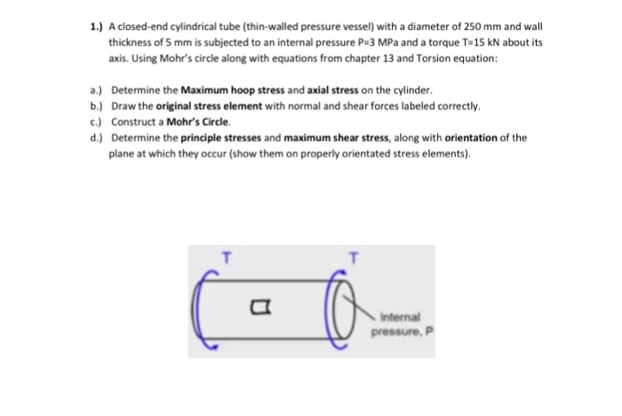 Solved A closed-end cylindrical tube (thin-walled pressure | Chegg.com