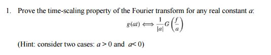 Solved Prove the time-scaling property of the Fourier | Chegg.com
