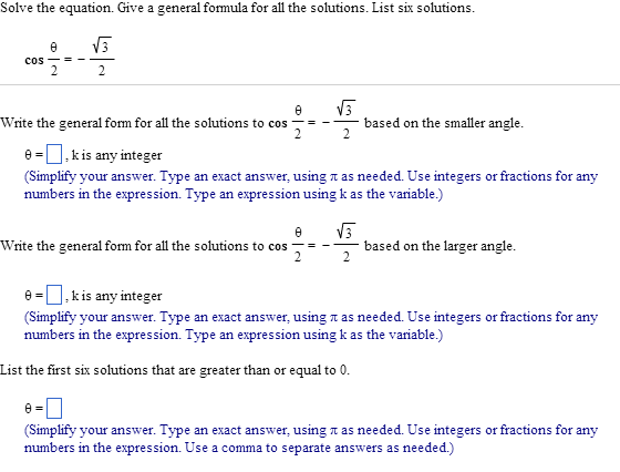 Solved Give a general formula for all the solutions. List | Chegg.com