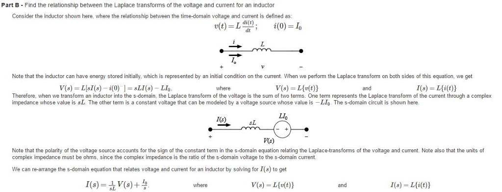 Solved Part B Find the relationship between the Laplace | Chegg.com