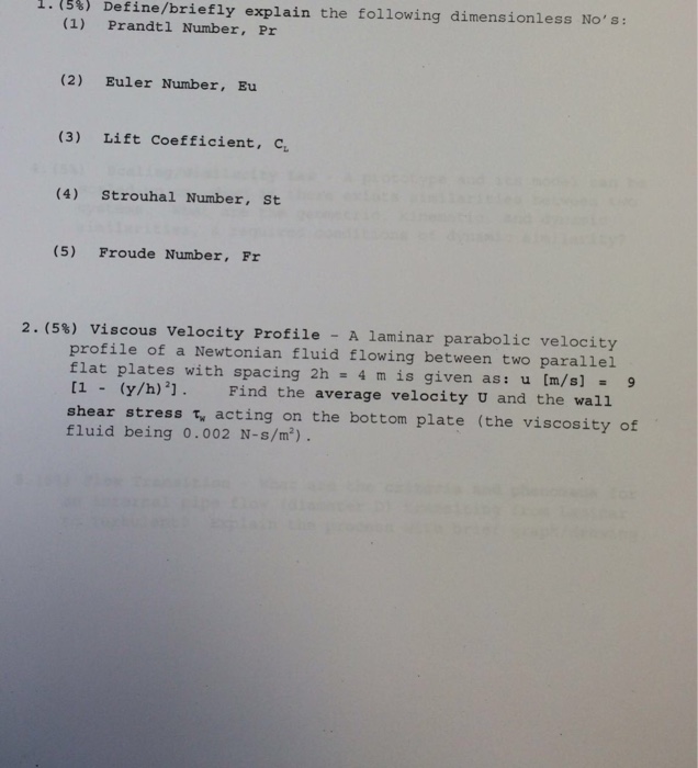 Solved Define/briefly explain the following dimensionless | Chegg.com