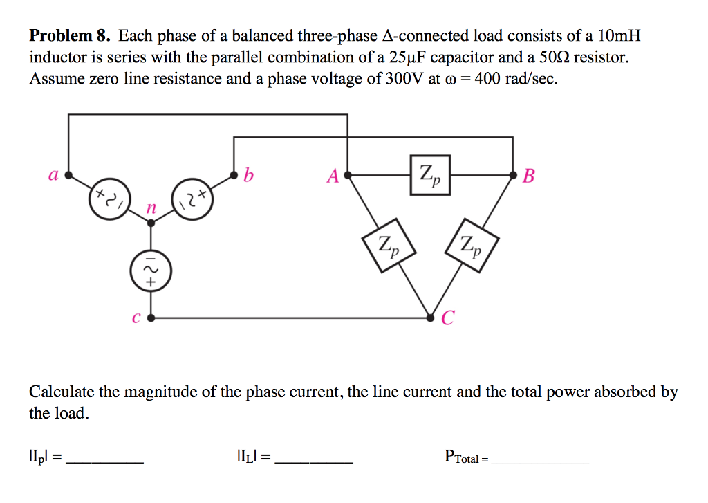 Solved Each phase of a balanced three-phase Delta-connected | Chegg.com