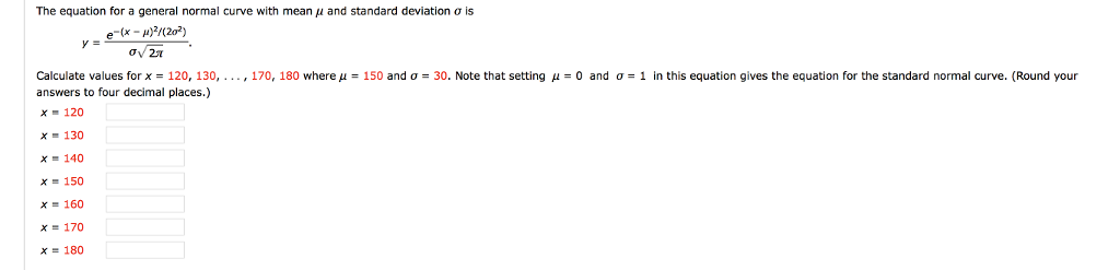 Solved The equation for a general normal curve with mean μ | Chegg.com