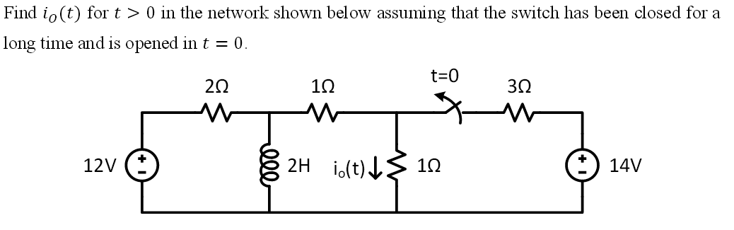 Solved Find i0 (t) for t > 0 in the network shown below | Chegg.com