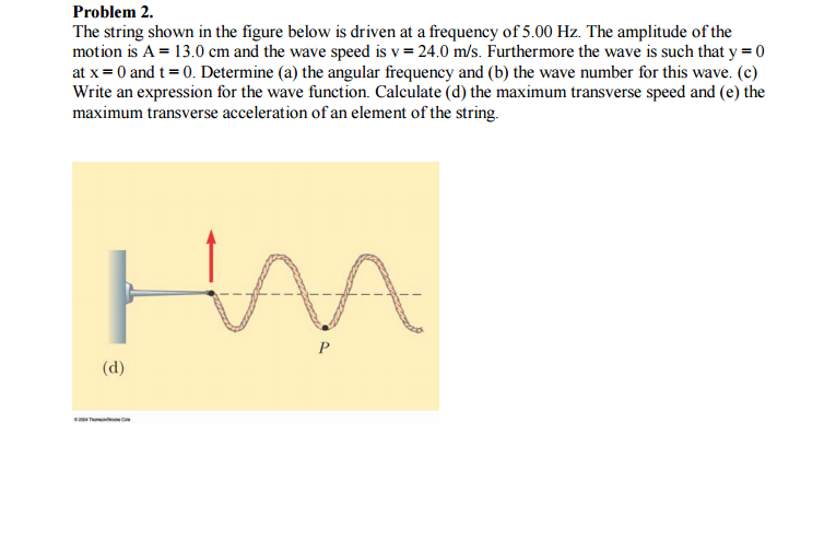 Solved The string shown in the figure below is driven at a | Chegg.com