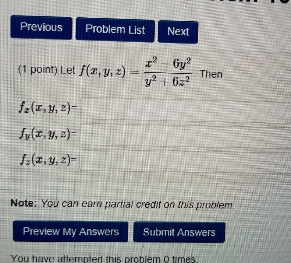 Solved: Previous Problem List (1 Point) Let F(x,y, Z Fa(x,... | Chegg.com