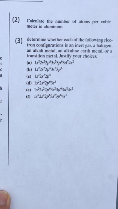 Solved Calculate the number of atoms per cubic meter in | Chegg.com
