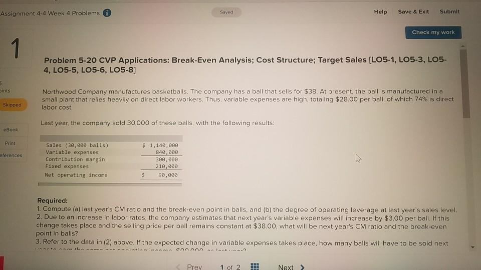 Solved Assignment 4-4 Week 4 Problems G Help Save & Exit | Chegg.com