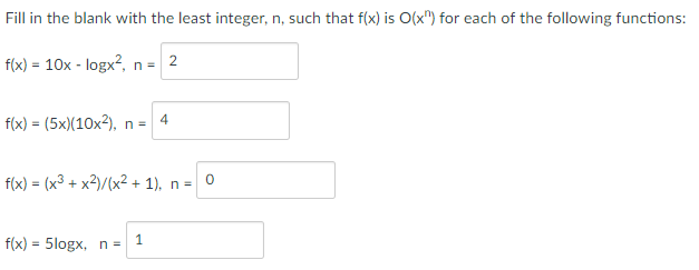 Solved Fill in the blank with the least integer, n, such | Chegg.com