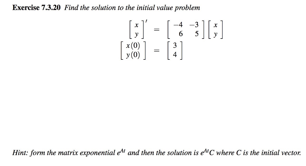 Solved Exercise 7.3.20 Find the solution to the initial | Chegg.com