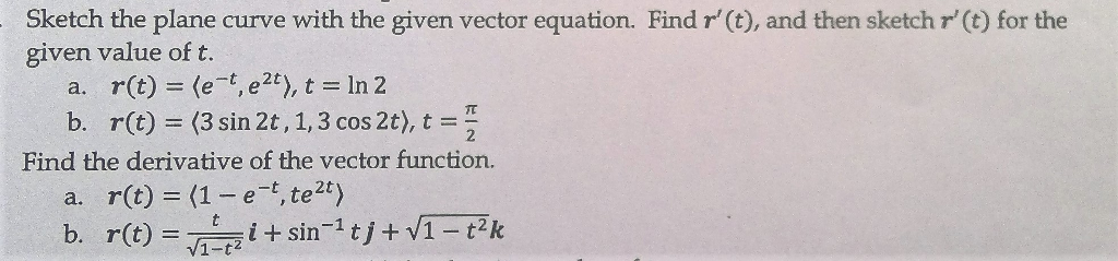 Solved Only answer the Sketch the plane curve for a and b. | Chegg.com