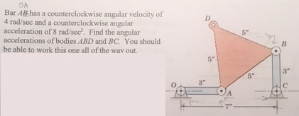 Solved Bar AB has a counterclockwise angular velocity of 4 | Chegg.com