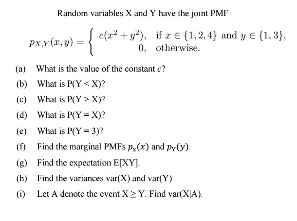 Solved Random variables X and Y have the joint PMF p X, Y | Chegg.com