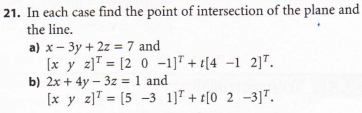 Solved In each case find the point of intersection of the | Chegg.com
