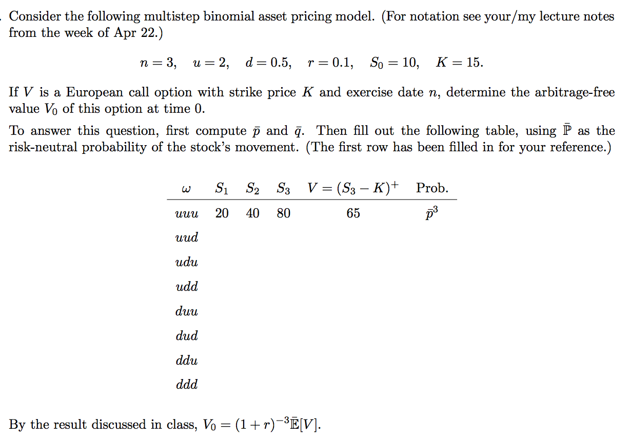 Consider the following multistep binomial asset | Chegg.com